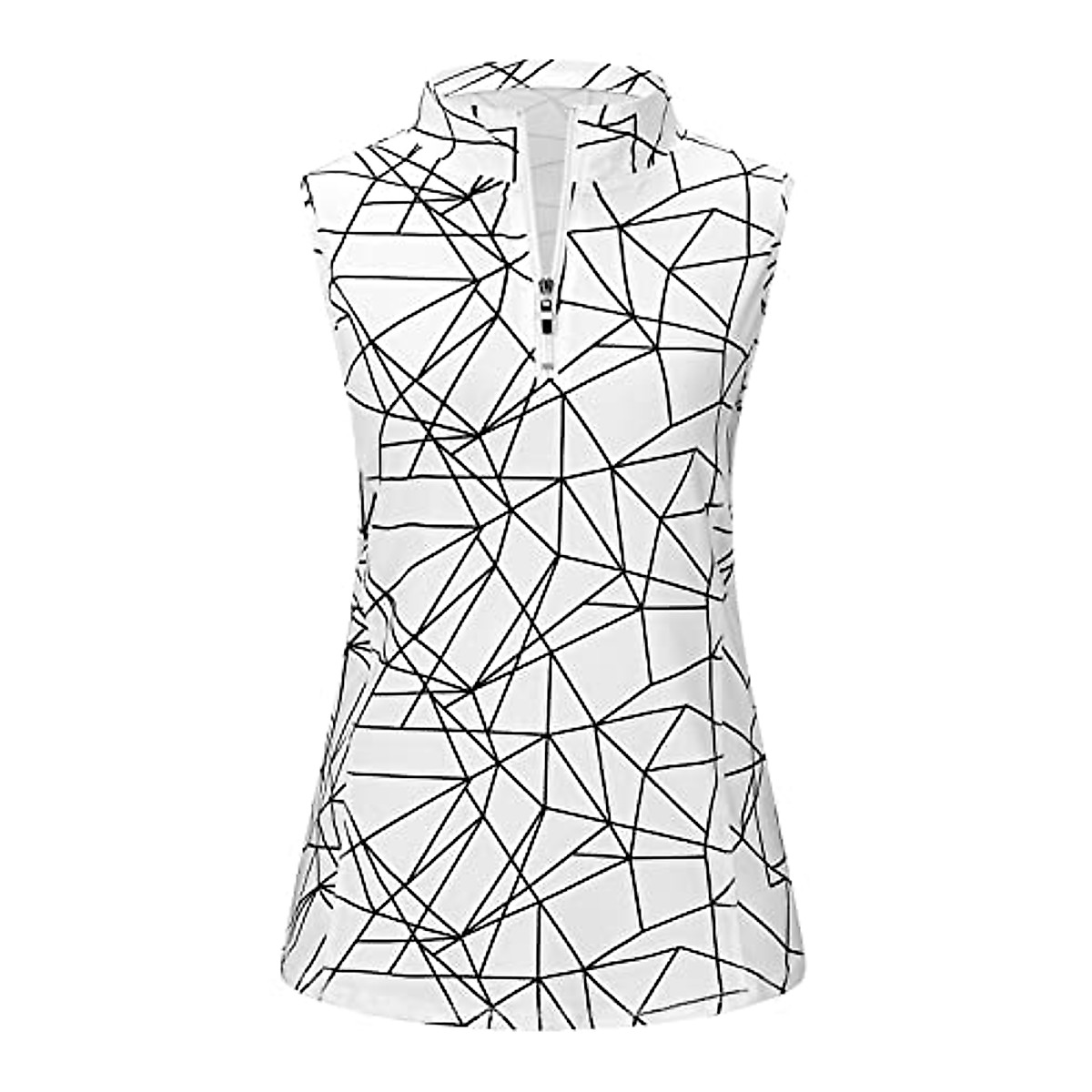 Viracy Womens Golf Apparel, Women's Zip Up Workout Tank Tops Sleeveless Quick Dry Athletic Polo Shirts (Large, A-White)