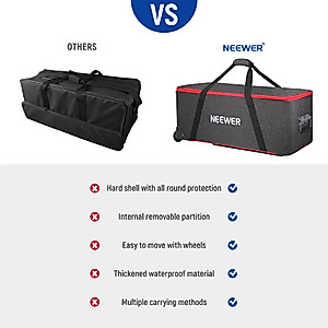 Neewer Trolley Case for Photo Studio Equipment, 30"x11"x11"/77x28x27cm, Tripod Rolling Bag with Wheels/Straps/Padded Compartment/Handle for Light Stands, Strobes, Photography Accessories, PB005