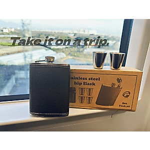 Generic Hip Flask, 8oz Stainless Steel Flask for Liquor, Leather Flask Gift Set (Leakproof, Rustproof)