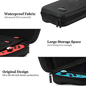 Carrying Case Compatible with Switch 2017 / Switch OLED 2021 Console Joy-Con with 10 Game Card Slots , Watercolor colorful ginkgo leaf