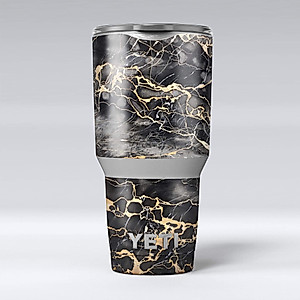 Design Skinz Black and Gold Marble Surface - Skin Decal Vinyl Wrap Kit Compatible with The Yeti Rambler Cooler Tumbler Cups