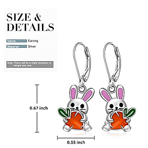 Bunny Earrings for Women Sterling Silver Easter Earrings Bunny Loves Carrot Rabbit Animal Easter Jewelry