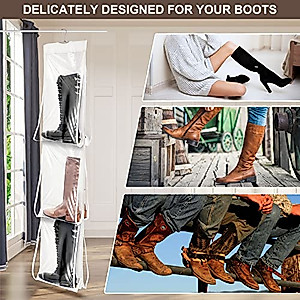 3 Pcs Hanging Boot File Clear Boots Hanging Storage Hanging Closet Shoe Organizer 3 Pair Tall Boot Hangers Plastic Boot Holder with 6 Pockets to Keep Them Straight for Closet Men's and Woman's Shoes
