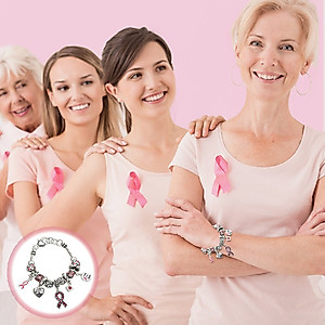 Lola Bella Gifts Crystal Keep the Faith Pink Ribbon Breast Cancer Awareness Charm Bracelet with Gift Box