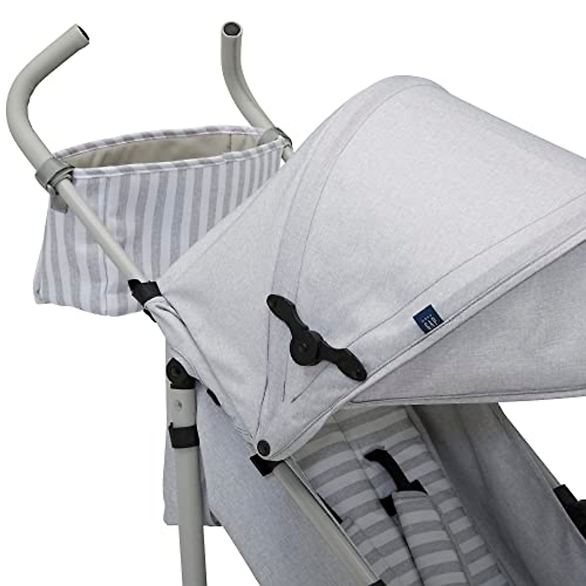 babyGap Classic Stroller - Lightweight Stroller with Recline, Compact Fold & Removable Parent Organizer - Made with Sustainable Materials, Grey Stripes