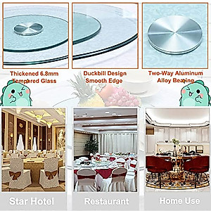 50cm/20in Lazy Susan For Dining Table, 8mm Tempered Glass Lazy Susan Turntable Round Transparent Rotating Tray, 80cm/30in Glass Swivel Tray Tabletop Organizer, Silent & Smooth Spin