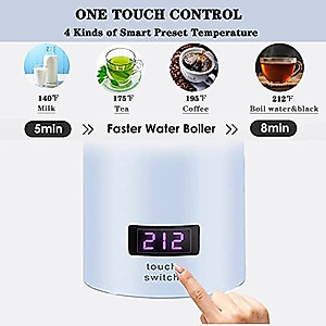Travel Electric Kettle Small Portable Electric Kettle, 380ML Mini Tea Kettle with 4 Variable Presets, 304 Stainless Steel Kettle Water Boiler, Auto Shut-Off & Boil Dry Protection, BPA Free(Blue)