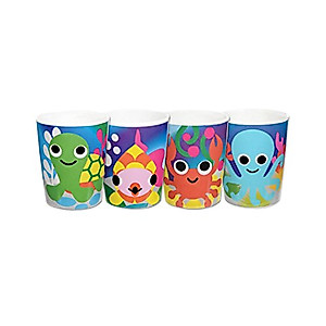 French Bull Kids Juice Cup Set of 4 - BPA-Free, Transition, Animals, Toddler, Durable, Drop Resistant - Ocean,74393