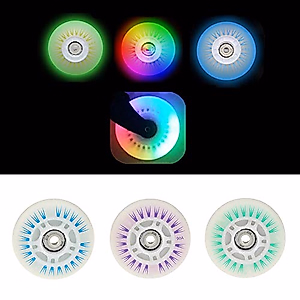 Gaweb Skating Shoes Wheels,4Pcs 76/80mm Skating LED Luminous Flashing Inline Roller Skates Shoes Wheels Green 80mm