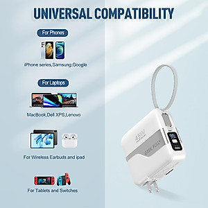 GEEK FULLY Portable Wireless Charger Power Bank 9600mAh Battery Pack USB Port Portable Charger with 22.5W Wall Charger Fast Charging Compatible with Phone, iPad Pro, Tablets (White)