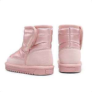 DREAM PAIRS Girls Boys Snow Boots Kids Winter Ankle Shoes 10mm Puffy Faux Fur Lined for Little/Big Kid,Size 2 Little Kid,PINK,SDSB2306K