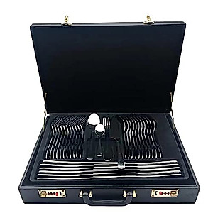 72-Piece Silverware Set with Steak Knives,18/10 Stainless Steel Gold Flatware with Organizer Box Cutlery Set For Home Kitchen Restaurant Hotel,Utensils Set, Dishwasher Safe