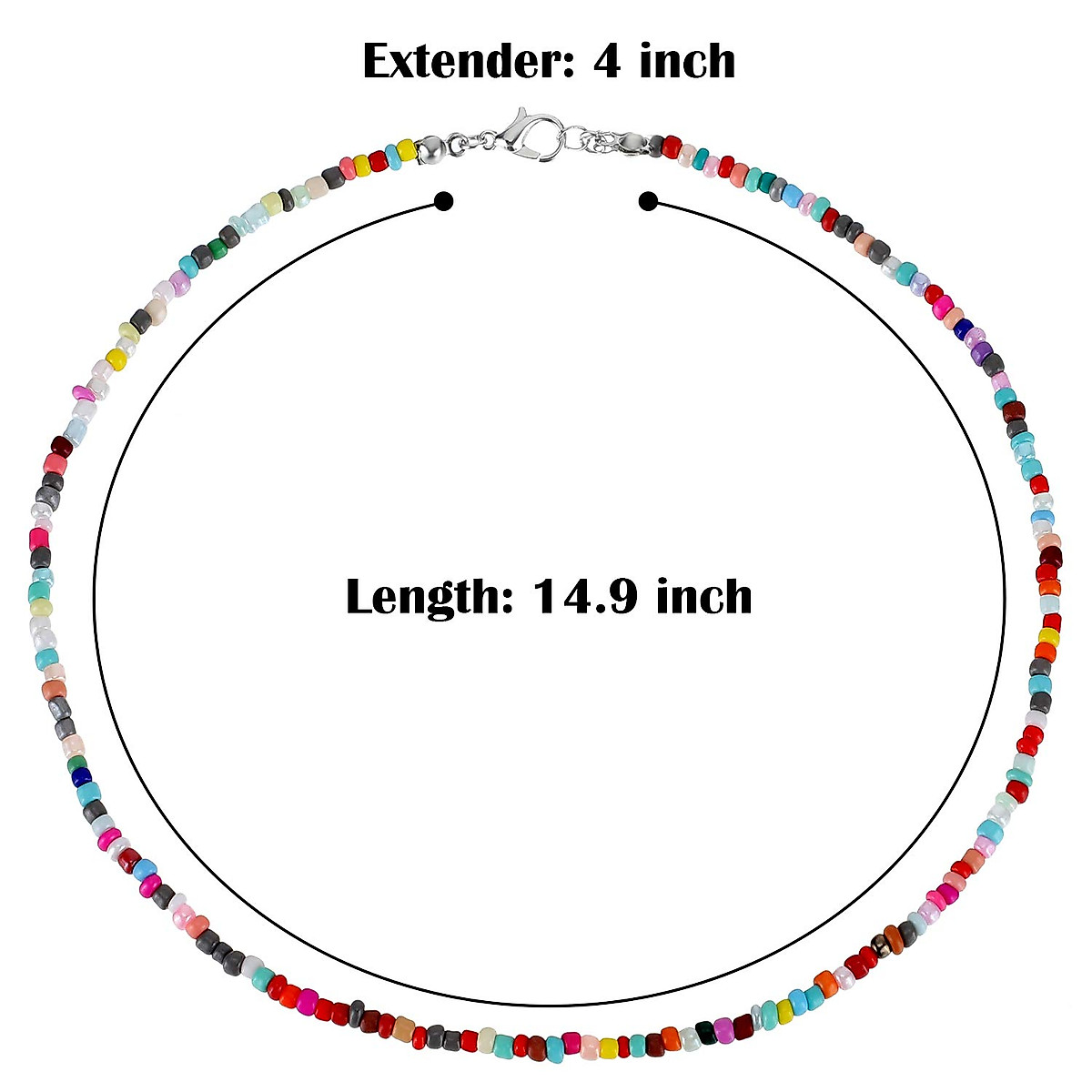 Hicarer 24 Pieces Beaded Choker Boho Seed Bead Necklace Colorful Bead Necklace Bohemian Jewelry for Women