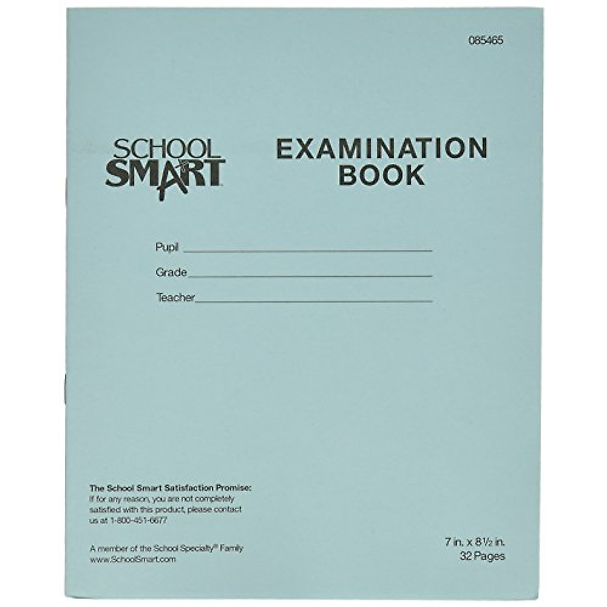 School Smart Examination Blue Book with 32 Pages, 7 x 8-1/2 Inches, Pack of 50 Books