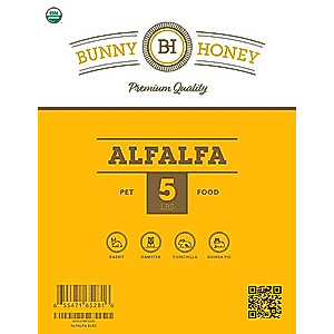 Bunny Honey Bulk Fresh Alfalfa Hay 80oz USDA Organic Alfalfa Hay for Baby Rabbits - Best Cut & Delivered Fresh - Promotes Healthy Digestive Function - 5 Pound