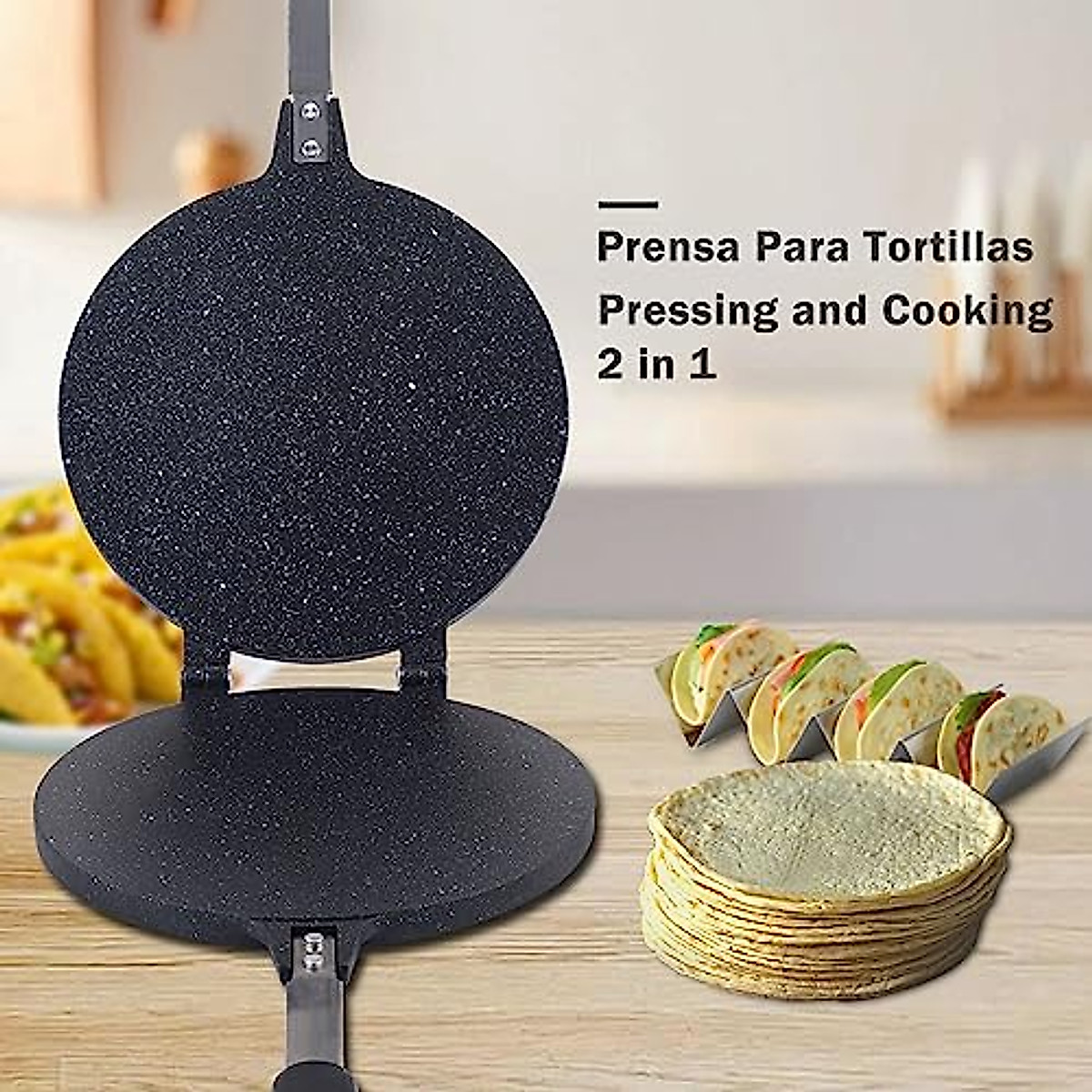 Prensa Para Tortillas De Harina 7.5 Inch Comales Para La Estufa De Teflon Tortillera Mexicanas Para Hacer Tortilla Chapati De Maiz y Roti Stove Top Pan Corn Quesadilla Maker Press And Cooker Cast Iron