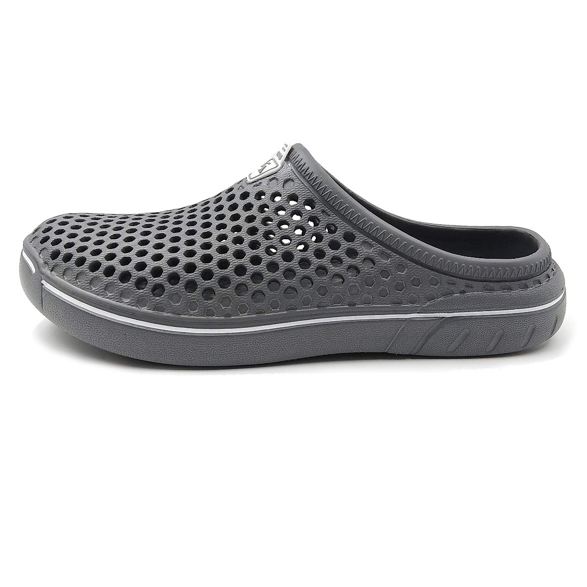 Amoji Garden Clogs Garden Shoes Shower Slippers Sandals Yard Gardening Beach Water Plastic Rubber Comfortable House Indoor Summer Adult Female Male AM161 Grey Size 12 Women/10 Men