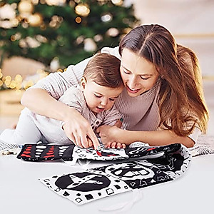 Vicloon Black and White Baby Toys, High Contrast Baby Book for Newborn 0-3 3-6 Months, Infant Tummy Time Toys, Early Education Sensory Toys, Visual Stimulation Folding Cloth Book for Boys Girls
