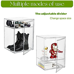 ZLLZUU Super Large Boot Storage Boxes Clear Stackable Storage Bins, XX-Large Shoe Box Organizers with Magnetic Lids, Big Acrylic Display Case an Adjustable Divider
