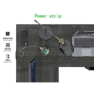 DLIUZ L Shaped Desk with Drawers，Computer Desk is Reversible Corner Large Gaming pc Table with USB Charging Port and Power Outlet,Long Writing Study Table with Shelve