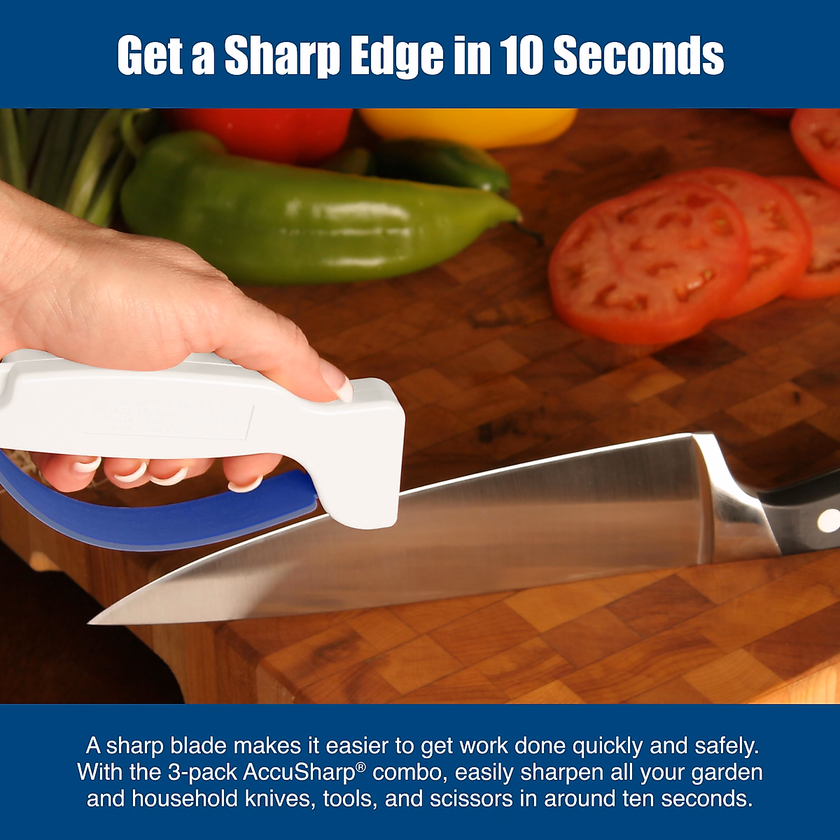 AccuSharp Multi-Pack Hand-Held Carbide Blade Sharpener, Knife, Garden Tool and Scissor Sharpener, Restores, Repairs & Hones Blades & Edges, 3-Pack