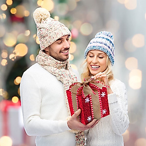 2 Rolls Christmas Buffalo Plaid Wired Edge Ribbons Christmas Tree Burlap Fabric Craft Ribbon Wrapping Ribbon with Checkered Edge, 216 Inch (Red and White,2.5 Inch Width)