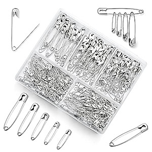 Crafare 280 Pack 1-2.2 inch Safety Pins Rust-Resistant Nickel Plated Steel Sharp Edge for Clothes, Sewing, Arts & Craft