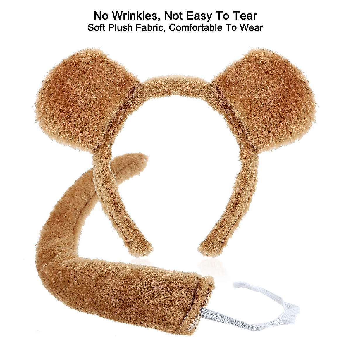 WILLBOND Bear Ears Headband and Tail Costume Set, 6 Pieces, Brown, for Halloween or Costume Parties