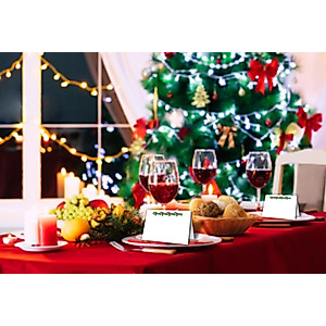 25 Pack Place Cards, Editable Name Cards for Table Seating, Christmas Holiday Party Tent Style Cards for Baby Shower, Birthday Party, Party Decoration and Supplies-LE04