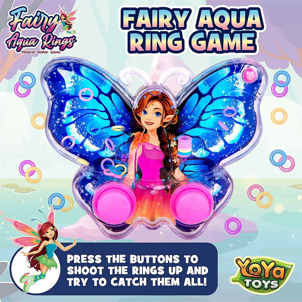 YoYa Toys Fairy Butterfly Ring Toss Handheld Game - Games for Kids Handheld with Cute Pixie Design, Classic-Style Retro Game, Portable & Travel-Friendly Handheld Games for Kids