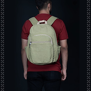 Ruana Hemp Backpacks Lightweight 100% Natural Hemp Cotton Fabric Casual Daypack Multipurpose Handmade Bag For Travel, Hiking, Yoga, Picnic (Green, 38 cm W x 45 cm L)