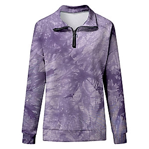 Tracking Orders Status on My Orders,Women Loose Fit Athletic Tops Winter Fashion Long Sleeve Zipper Side Split Tie Dye Textured Relaxed Shirts for (Y-b, L)