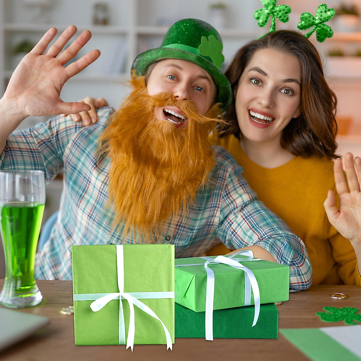 PLULON 60 Sheets Saint Patrick's Day Green Tissue Paper, Gift Wrapping Paper for DIY Gift Wrapping Birthday Wedding Holiday Paper Flower（Green）