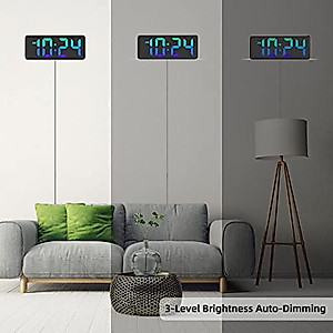 XUANZIT Wall Clock - LED Digital Wall Clock with Dynamic RGB Display, Big Digits, Auto-Dimming, 12/24Hr Format, Small Silent Wall Clock for Living Room, Bedroom, Farmhouse, Kitchen, Office