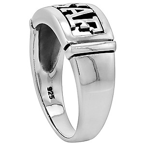 Sterling Silver Air Force Ring for Men and Women High Polished Solid 3/8 inch wide size 8
