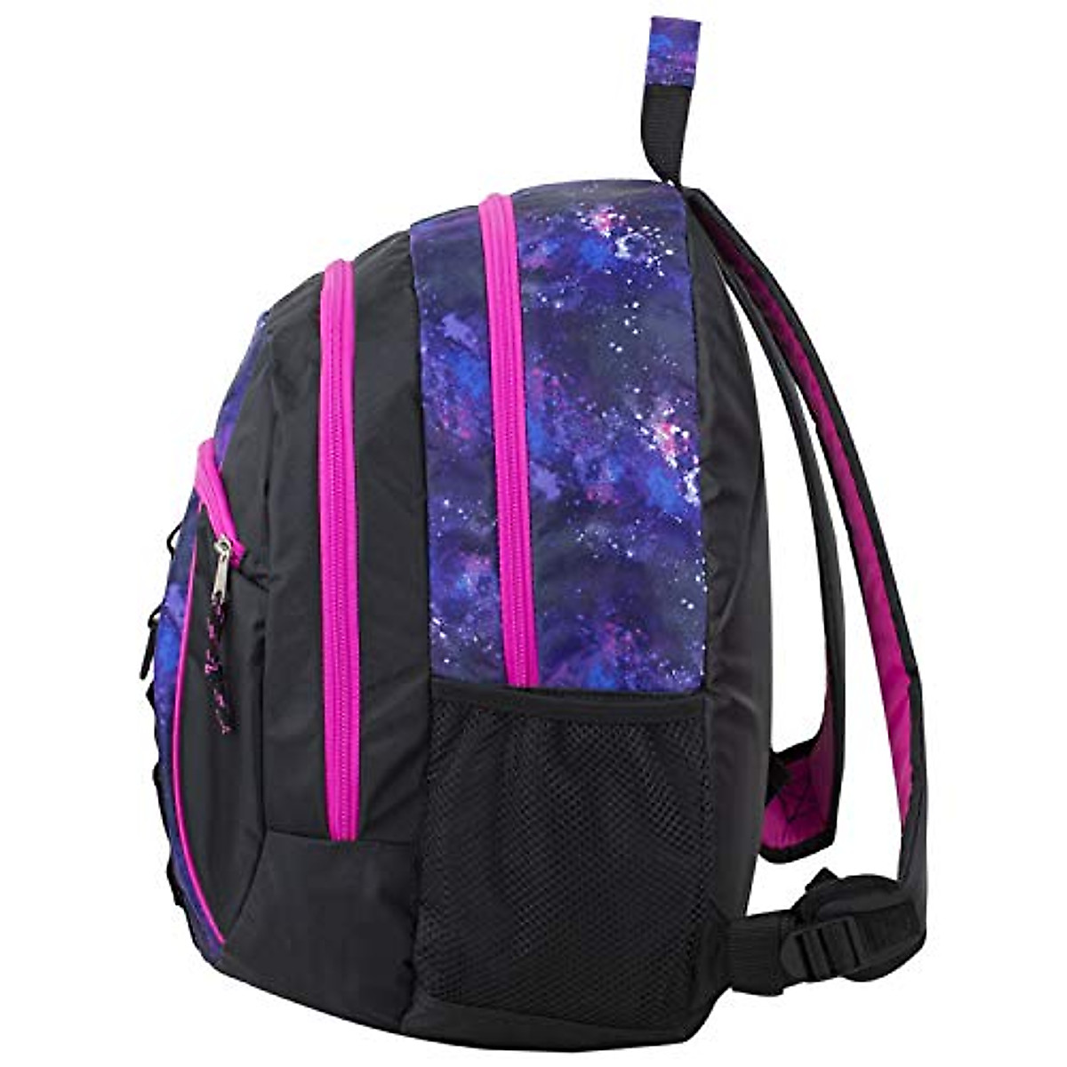 FUEL Active Sport Carry On Luggage Weekender Travel Daypack Rusksack Backpack Bag, Black/Hot Pink/Galaxy Print