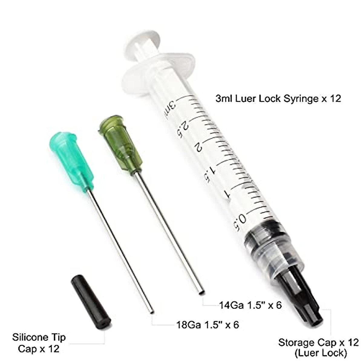 BSTEAN Syringe Blunt Tip Needles Caps Refilling and Measuring Liquids, Adhesives, Oil or Glue Applicator (3ml)