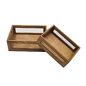 Trademark Innovations Set of 2 Wood and Wire Organizer Shelf Countertop Crate Baskets