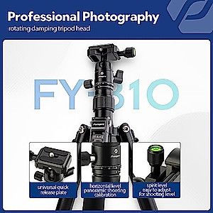 Fotopro Mini Tripod, 55" Lightweight Compact Travel Tripod with Ball Head Phone Mount Detachable Selfie Stick, Aluminum Camera Phone Tripod Max Load up to 8.8 lbs, FY810 Black