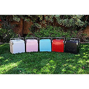 Permasteel 14-Quart Small Cooler Ice Chest | Retro Vintage Classic Style Hard Metal Cooler, PS-A205-14QT-PK, Beverage Cooler for Camping Beach Picnic, Pink