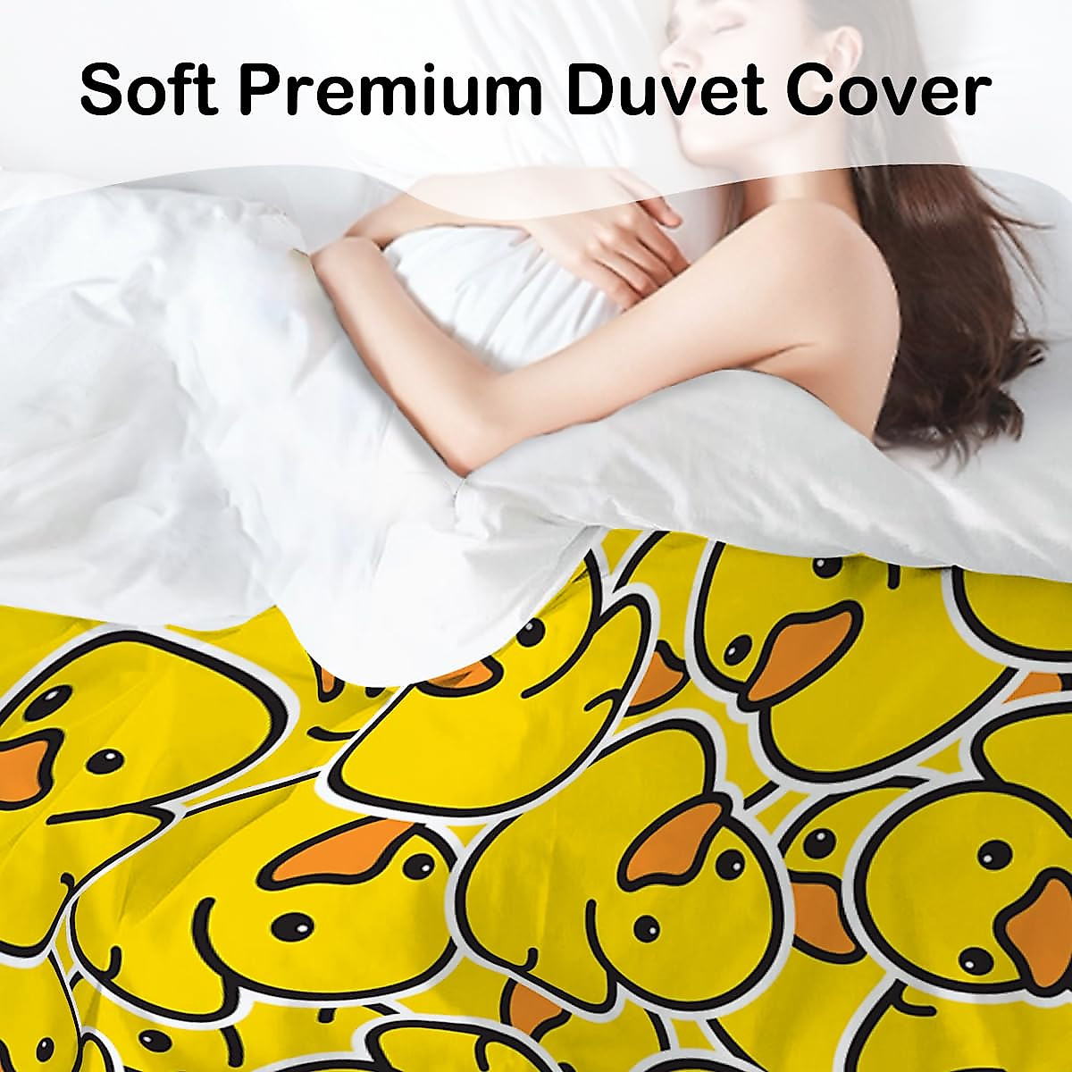 ARIGHTEX Yellow Rubber Duck Twin Bedding Sets for Girls Boys Cute Coquette Farmhouse Bedding Duvet Cover Set Yellow Little Plastic Duck Print Comforter Cover with 2 Pillowcases Duck Gifts Home Decor
