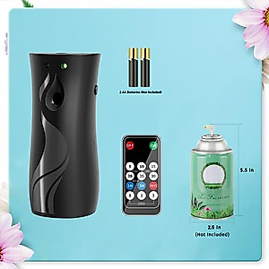 HOUSEHOLD WORLD Automatic Air Freshener Spray Dispenser, Wall/Standing Battery Powered Aerosol Spray Dispenser with Remote Control for Bathroom, Hotel, Office, Commercial (Black)
