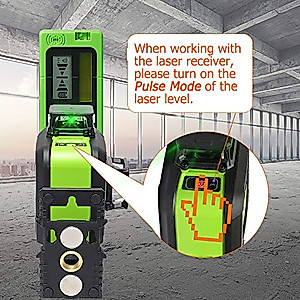 Huepar LR-5RG Laser Detector for Laser Level - Green and Red Beam Receiver for Use with Pulsing Line Lasers, Two-Sided Back-lit LCD Displays, Automatic Shut-Off Timer, Clamp Included