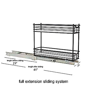 Household Essentials Glidez Multipurpose Steel Pull-Out/Slide-Out Storage Organizer with Plastic Liners for Under Cabinet Use - 2-Tier Design - Fits Standard Size Cabinet or Shelf, Black