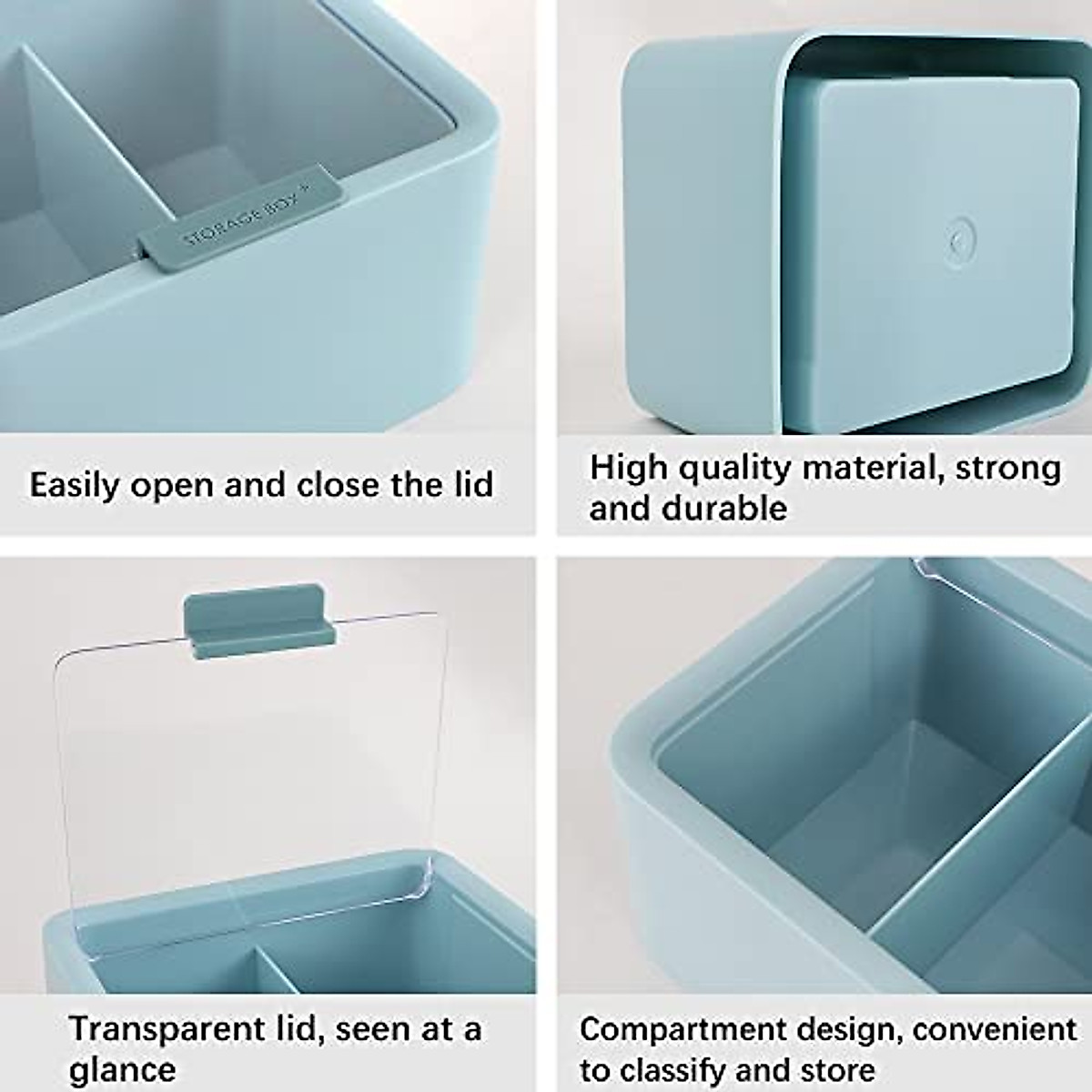 FHDUSRYO 3Pcs Q-tips Holders, White Pink Blue Cotton Swab Ball Dispenser Boxes, 2 Slots Q-tips Storage Box, Cotton Pad Organizer Container with Hinged Lid for Bathroom Dresser Home Decor