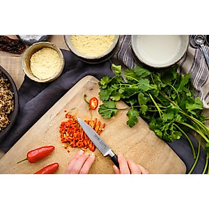 Ginsu Chikara Series Forged 5-Piece Japanese Steel Knife Set – Cutlery Set with 420J Stainless Steel Kitchen Knives – Toffee Finish Block, 07135DS