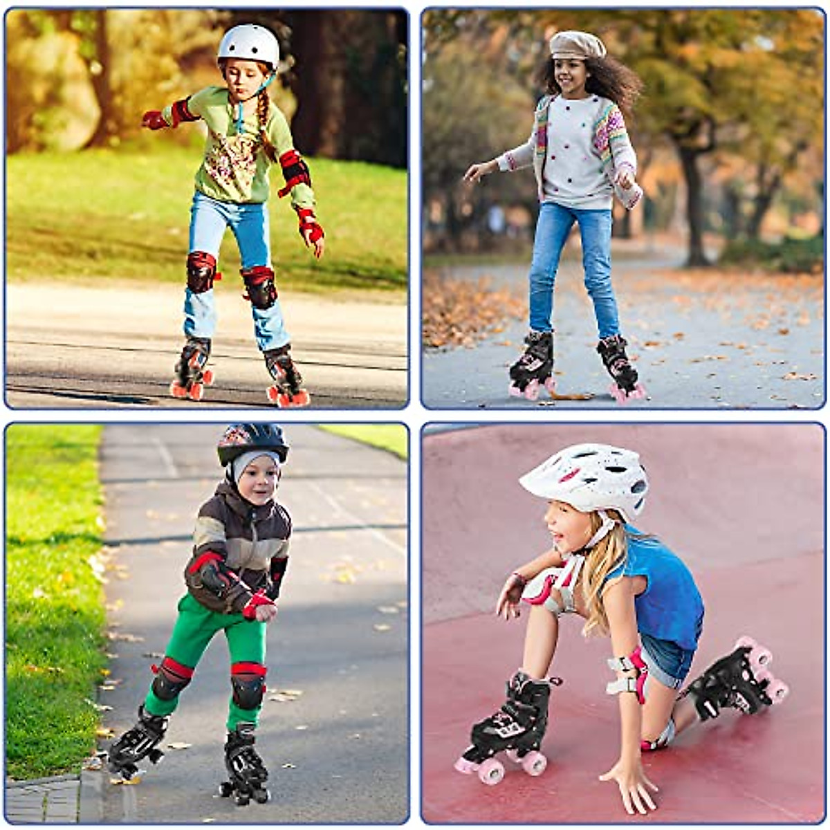 Kids Roller Skates for Girls and Boys, 4 Sizes Adjustable Roller Skates with Light up Wheels, Outdoor & Indoor Roller Skates for Kids Children Beginners,Patines para Niñas Niños