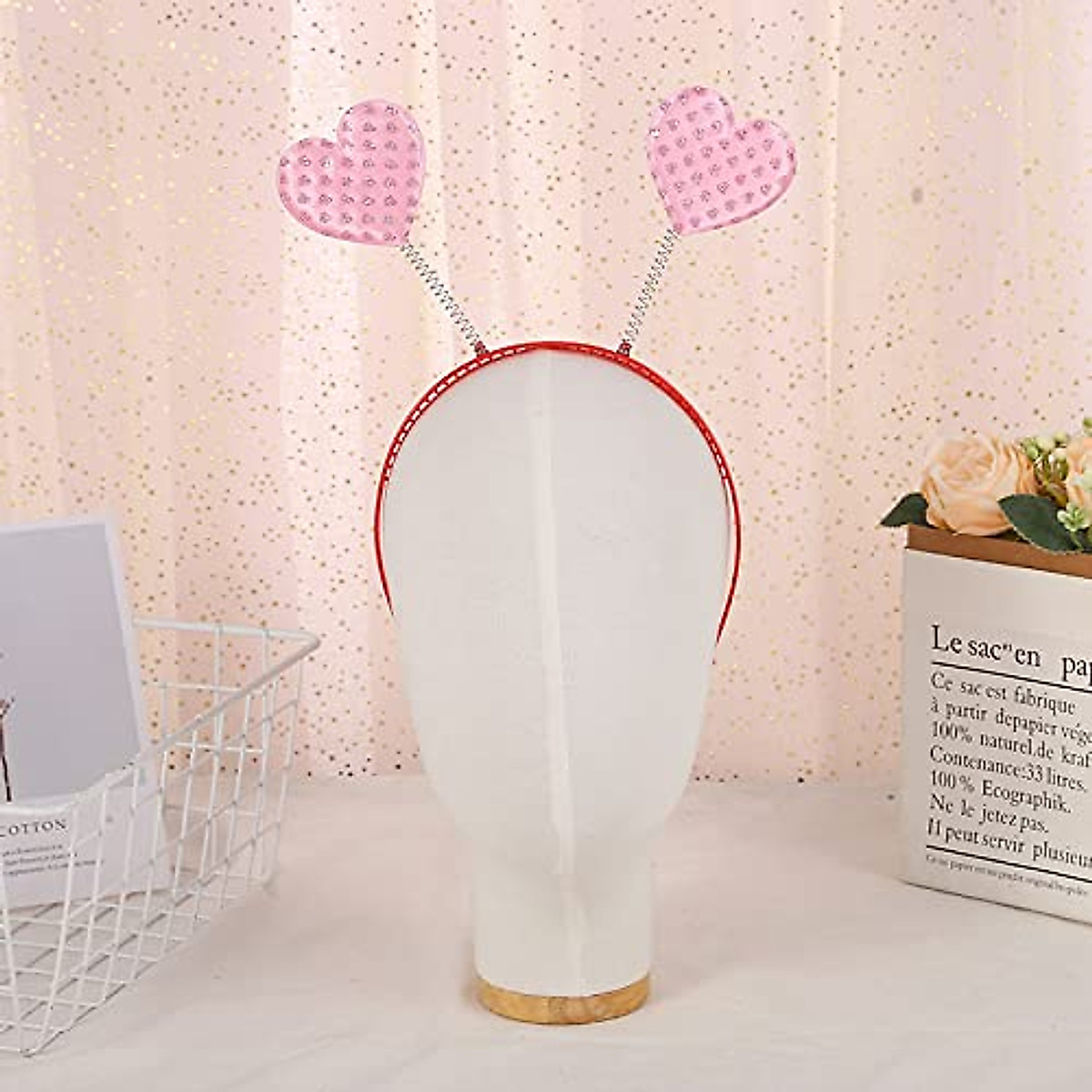 Hosfairy 2Pcs Red Love Heart Shaped Headbands Valentine's Day Hair Hoop Hair Loop Hair Clasp Hair Band Hair Accessories Dress Accessories for Valentine Party Props