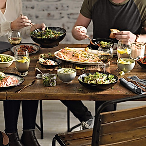 Denby - Halo Pasta Bowls Set Of 2 - Reactive Glaze Dishwasher Microwave Safe Crockery 1050ml - Black, Grey Ceramic Stoneware Tableware - Chip & Crack Resistant