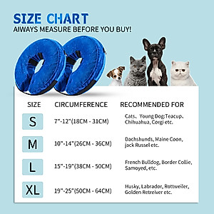 Anyoupin Inflatable Dog Cone Collar, Soft Cone for Dogs After Surgery Protective Recovery Alternative E Collar Cone for Small Dogs and Cats, Blue, S(Neck: 7-12")